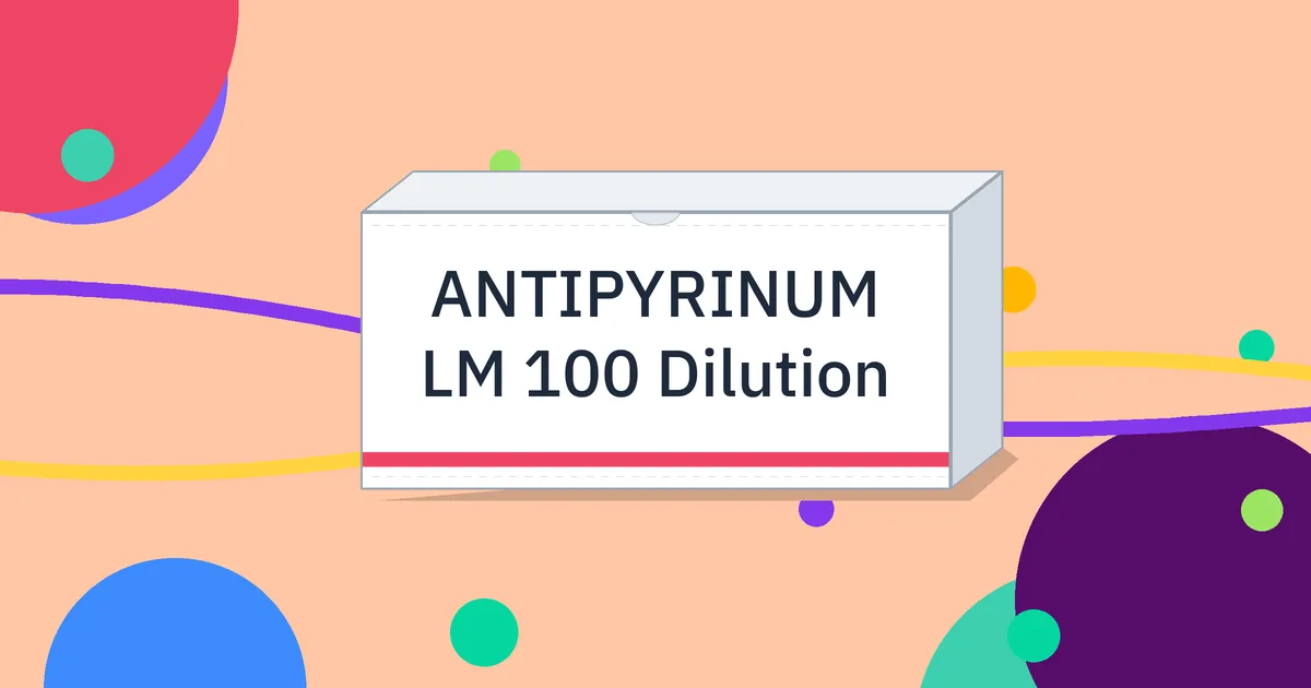Symbolbild: Packung mit der Aufschrift ANTIPYRINUM LM 100 Dilution (PZN 13376942) – Verfügbarkeit und Bezug in Apotheken in Frankfurt am Main