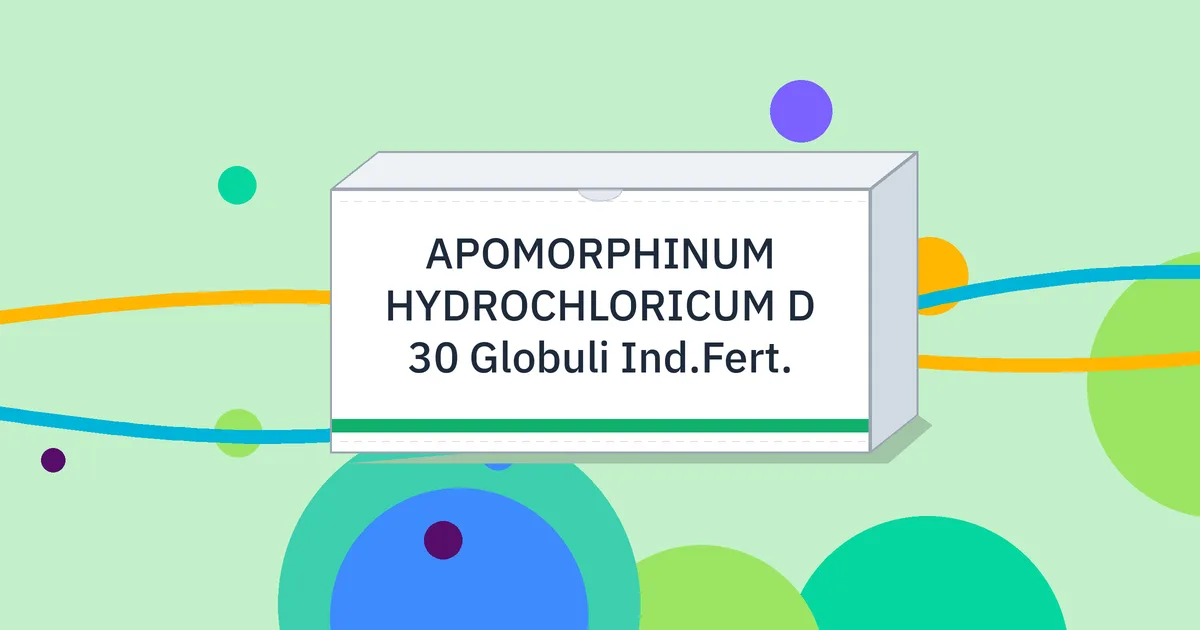 Symbolbild: Packung mit der Aufschrift APOMORPHINUM HYDROCHLORICUM D 30 Globuli Ind.Fert. (PZN 17754950) – Verfügbarkeit und Bezug in Apotheken in Frankfurt am Main