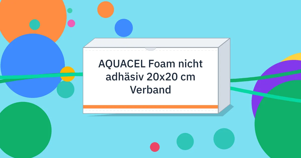 Symbolbild: Packung mit der Aufschrift AQUACEL Foam nicht adhäsiv 20x20 cm Verband (PZN 18002985) – Verfügbarkeit und Bezug in Apotheken in Frankfurt am Main