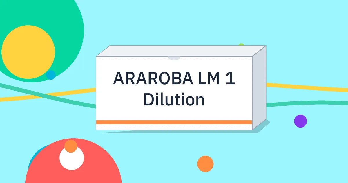 Symbolbild: Packung mit der Aufschrift ARAROBA LM 1 Dilution (PZN 13385349) – Verfügbarkeit und Bezug in Apotheken in Frankfurt am Main