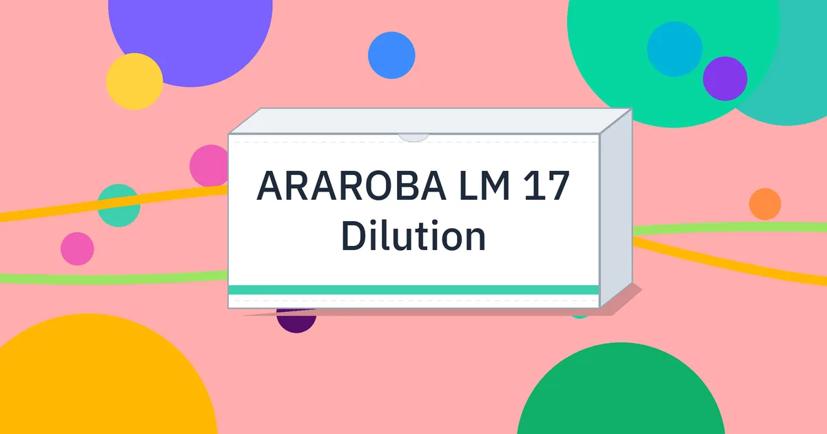 Symbolbild: Packung mit der Aufschrift ARAROBA LM 17 Dilution (PZN 13385757) – Verfügbarkeit und Bezug in Apotheken in Frankfurt am Main