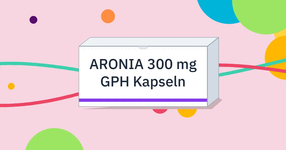 Symbolbild: Packung mit der Aufschrift ARONIA 300 mg GPH Kapseln (PZN 13359665) – Verfügbarkeit und Bezug in Apotheken in Frankfurt am Main