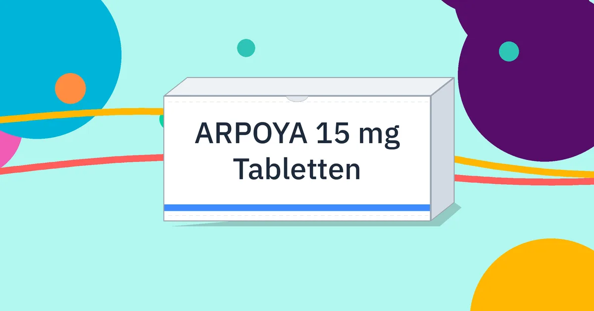 Symbolbild: Packung mit der Aufschrift ARPOYA 15 mg Tabletten (PZN 11553593) – Verfügbarkeit und Bezug in Apotheken in Frankfurt am Main