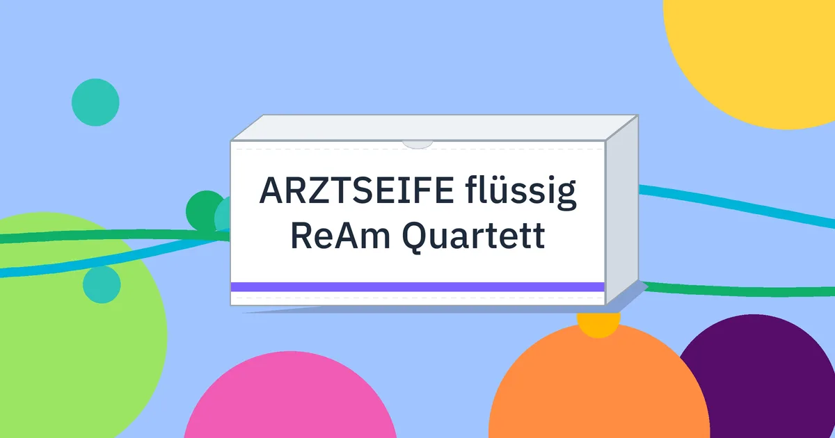 Symbolbild: Packung mit der Aufschrift ARZTSEIFE flüssig ReAm Quartett (PZN 05511917) – Verfügbarkeit und Bezug in Apotheken in Frankfurt am Main