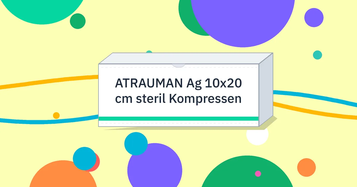 Symbolbild: Packung mit der Aufschrift ATRAUMAN Ag 10x20 cm steril Kompressen (PZN 17917748) – Verfügbarkeit und Bezug in Apotheken in Frankfurt am Main
