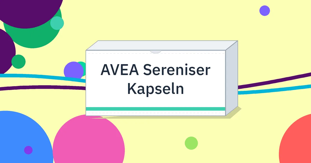Symbolbild: Packung mit der Aufschrift AVEA Sereniser Kapseln (PZN 19790418) – Verfügbarkeit und Bezug in Apotheken in Frankfurt am Main