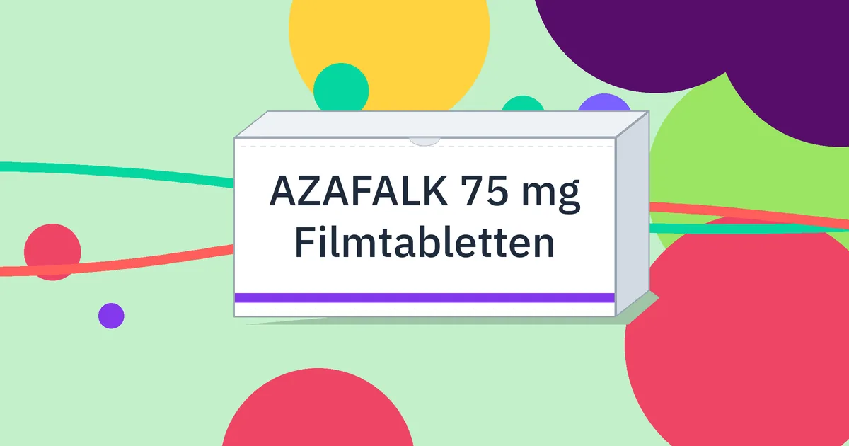 Symbolbild: Packung mit der Aufschrift AZAFALK 75 mg Filmtabletten (PZN 09534938) – Verfügbarkeit und Bezug in Apotheken in Frankfurt am Main
