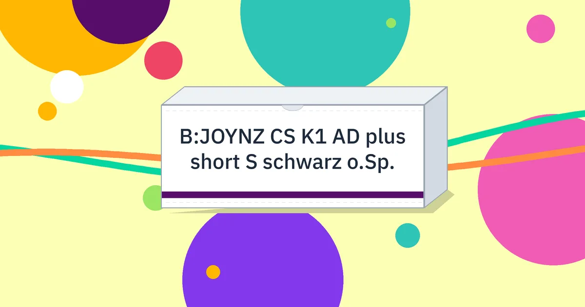 Symbolbild: Packung mit der Aufschrift B:JOYNZ CS K1 AD plus short S schwarz o.Sp. (PZN 20525087) – Verfügbarkeit und Bezug in Apotheken in Frankfurt am Main