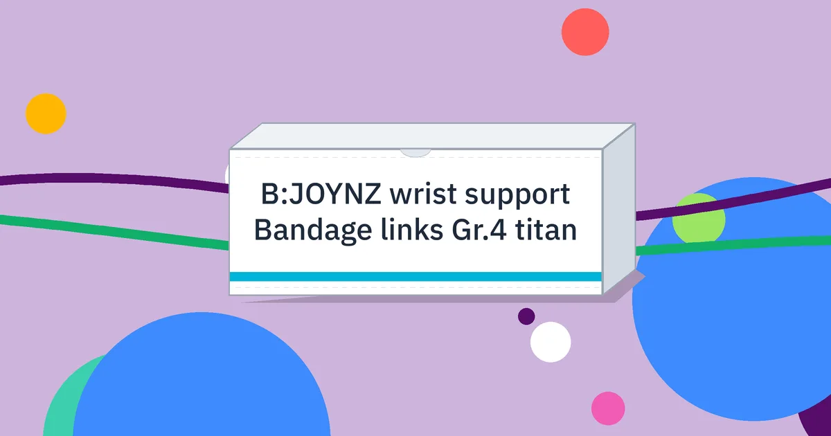 Symbolbild: Packung mit der Aufschrift B:JOYNZ wrist support Bandage links Gr.4 titan (PZN 20522746) – Verfügbarkeit und Bezug in Apotheken in Frankfurt am Main