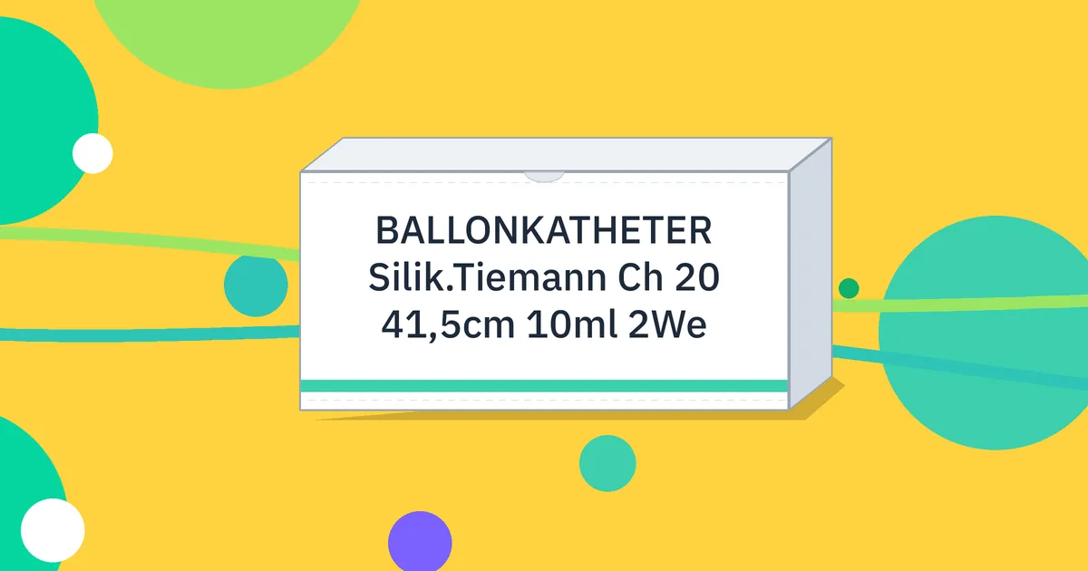 Symbolbild: Packung mit der Aufschrift BALLONKATHETER Silik.Tiemann Ch 20 41,5cm 10ml 2We (PZN 15428672) – Verfügbarkeit und Bezug in Apotheken in Frankfurt am Main