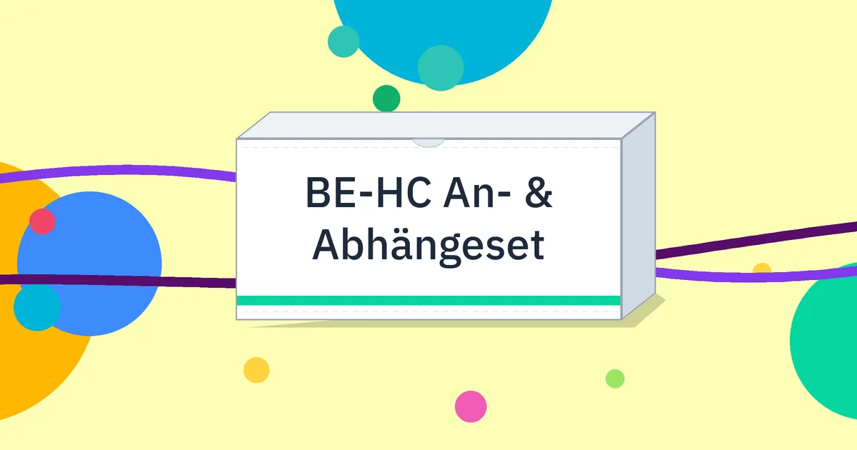 Symbolbild: Packung mit der Aufschrift BE-HC An- & Abhängeset (PZN 18242264) – Verfügbarkeit und Bezug in Apotheken in Frankfurt am Main