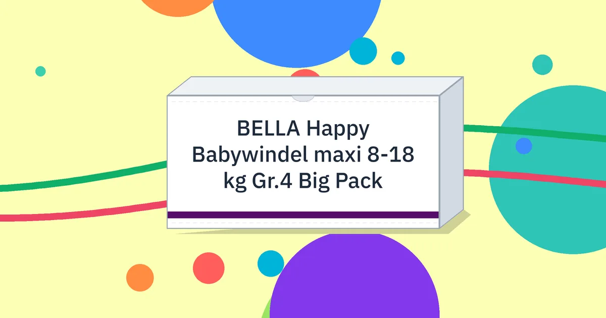 Symbolbild: Packung mit der Aufschrift BELLA Happy Babywindel maxi 8-18 kg Gr.4 Big Pack (PZN 15591171) – Verfügbarkeit und Bezug in Apotheken in Frankfurt am Main