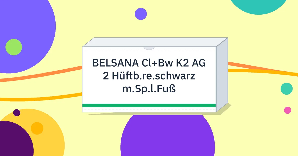 Symbolbild: Packung mit der Aufschrift BELSANA Cl+Bw K2 AG 2 Hüftb.re.schwarz m.Sp.l.Fuß (PZN 12254119) – Verfügbarkeit und Bezug in Apotheken in Frankfurt am Main