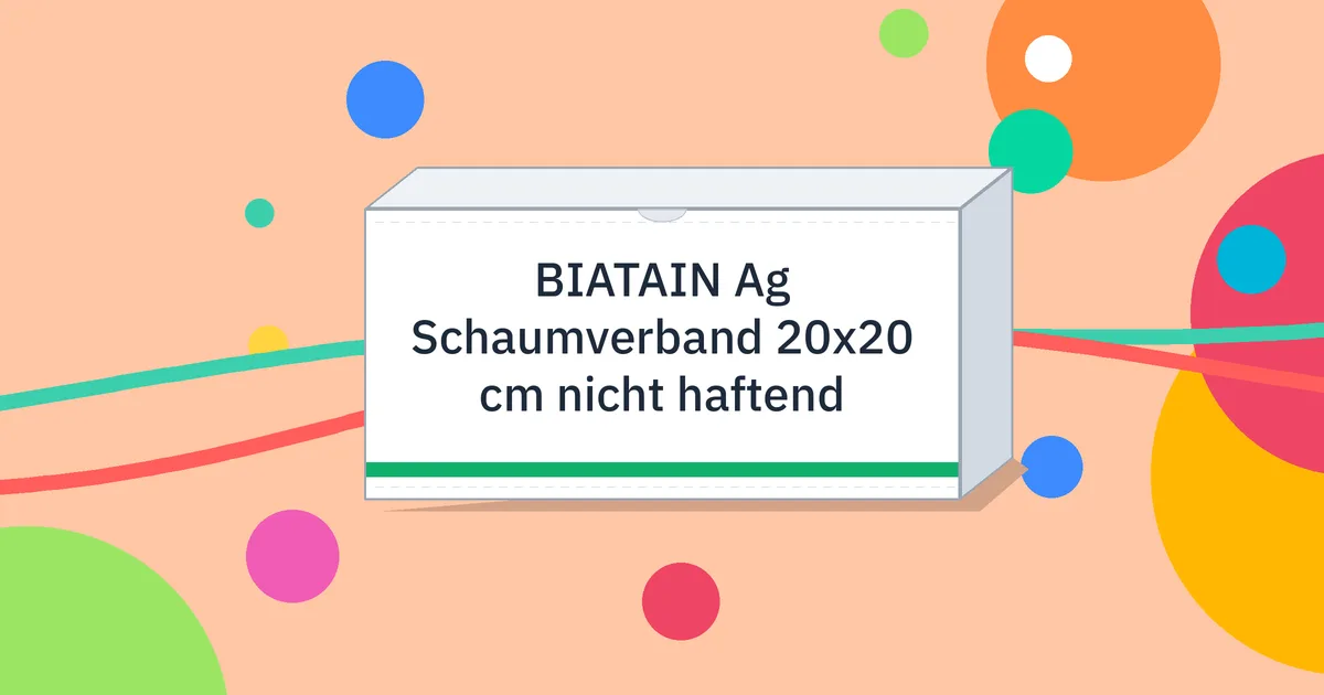 Symbolbild: Packung mit der Aufschrift BIATAIN Ag Schaumverband 20x20 cm nicht haftend (PZN 17282830) – Verfügbarkeit und Bezug in Apotheken in Frankfurt am Main