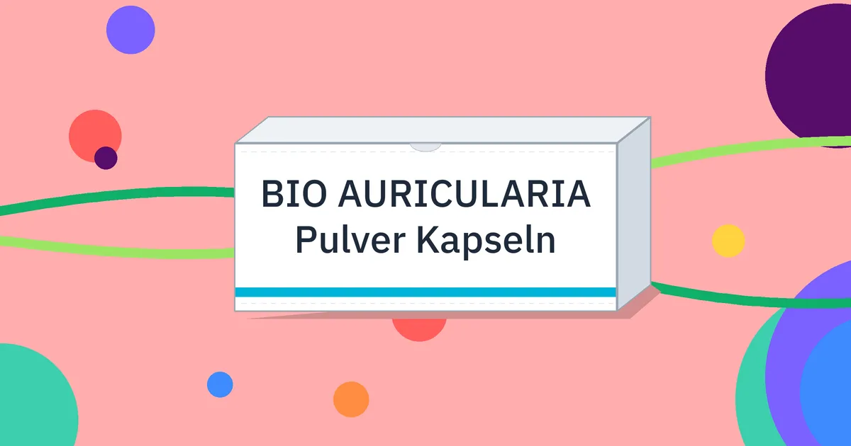 Symbolbild: Packung mit der Aufschrift BIO AURICULARIA Pulver Kapseln (PZN 17628412) – Verfügbarkeit und Bezug in Apotheken in Frankfurt am Main