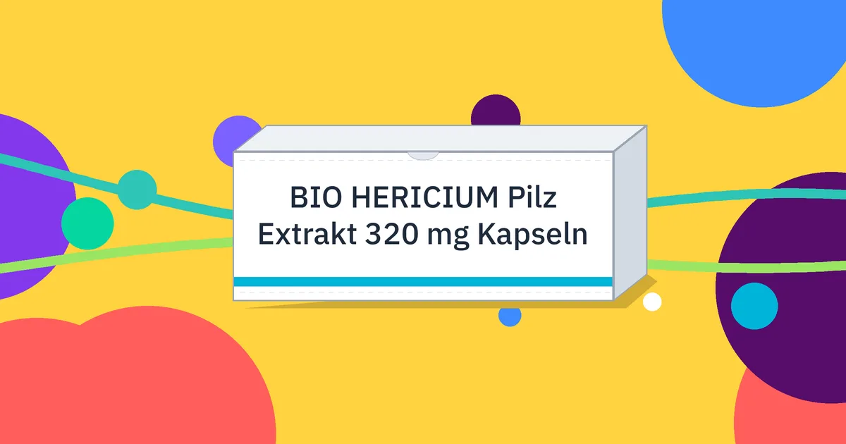 Symbolbild: Packung mit der Aufschrift BIO HERICIUM Pilz Extrakt 320 mg Kapseln (PZN 09464557) – Verfügbarkeit und Bezug in Apotheken in Frankfurt am Main