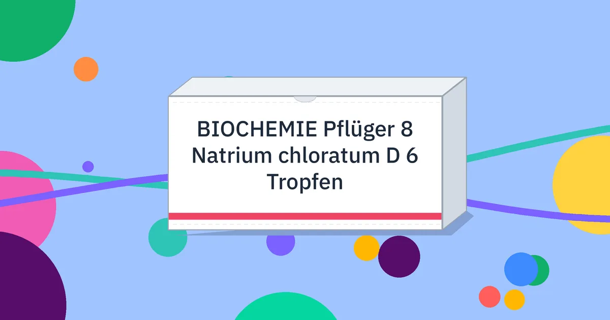 Symbolbild: Packung mit der Aufschrift BIOCHEMIE Pflüger 8 Natrium chloratum D 6 Tropfen (PZN 06324637) – Verfügbarkeit und Bezug in Apotheken in Frankfurt am Main