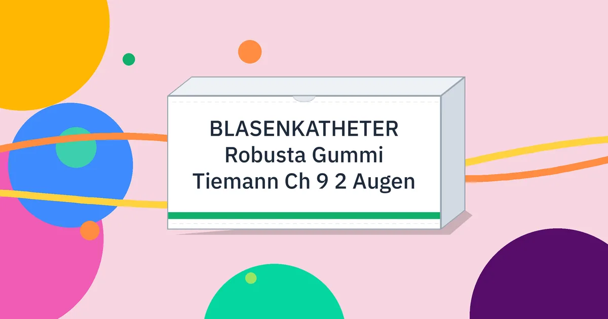 Symbolbild: Packung mit der Aufschrift BLASENKATHETER Robusta Gummi Tiemann Ch 9 2 Augen (PZN 09740460) – Verfügbarkeit und Bezug in Apotheken in Frankfurt am Main
