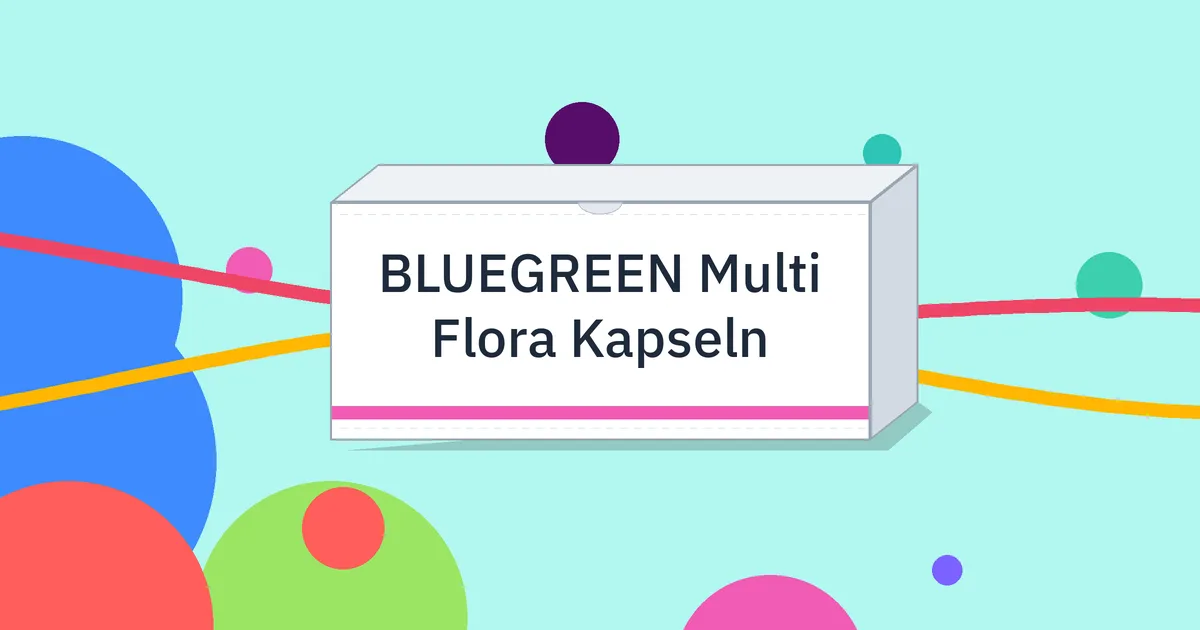 Symbolbild: Packung mit der Aufschrift BLUEGREEN Multi Flora Kapseln (PZN 00273235) – Verfügbarkeit und Bezug in Apotheken in Frankfurt am Main