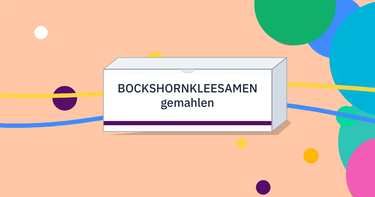 Symbolbild: Packung mit der Aufschrift BOCKSHORNKLEESAMEN gemahlen (PZN 09712417) – Verfügbarkeit und Bezug in Apotheken in Frankfurt am Main