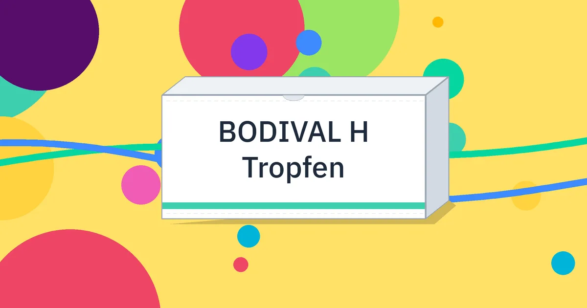 Symbolbild: Packung mit der Aufschrift BODIVAL H Tropfen (PZN 04613981) – Verfügbarkeit und Bezug in Apotheken in Frankfurt am Main