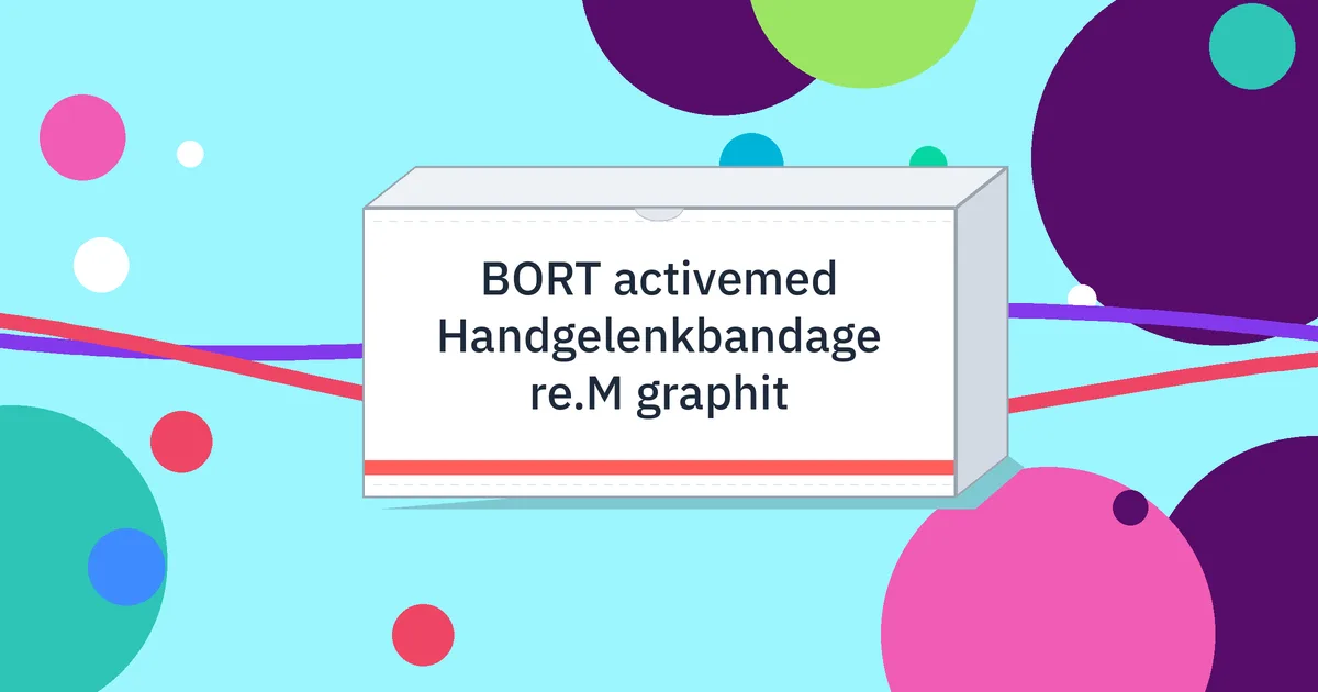 Symbolbild: Packung mit der Aufschrift BORT activemed Handgelenkbandage re.M graphit (PZN 17582006) – Verfügbarkeit und Bezug in Apotheken in Frankfurt am Main