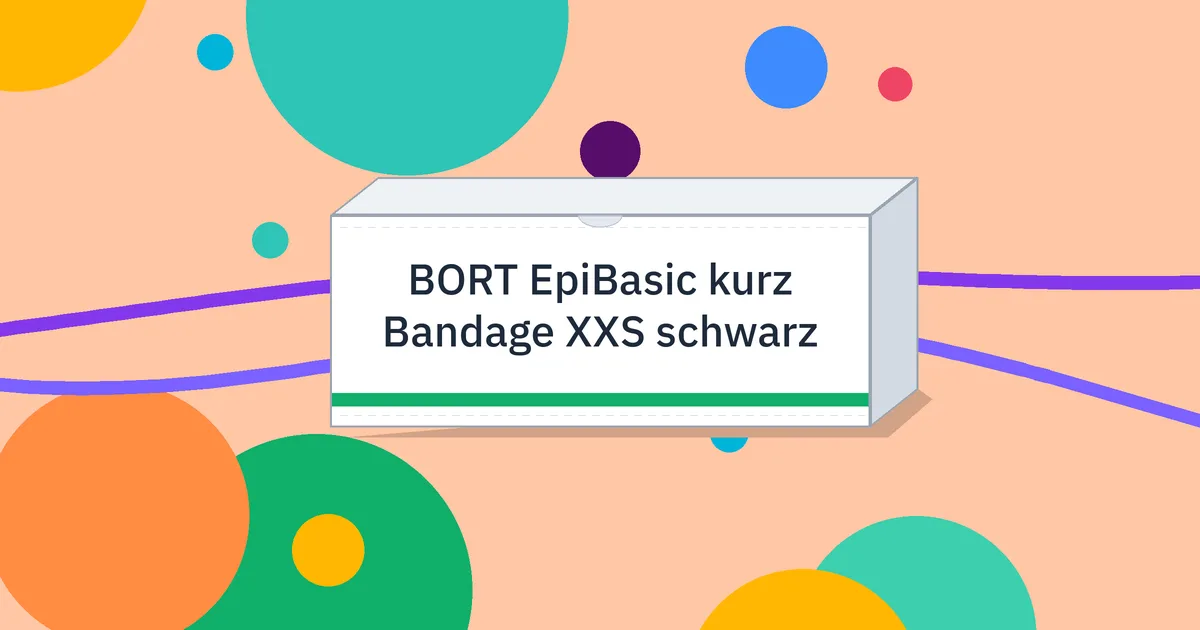 Symbolbild: Packung mit der Aufschrift BORT EpiBasic kurz Bandage XXS schwarz (PZN 15255875) – Verfügbarkeit und Bezug in Apotheken in Frankfurt am Main