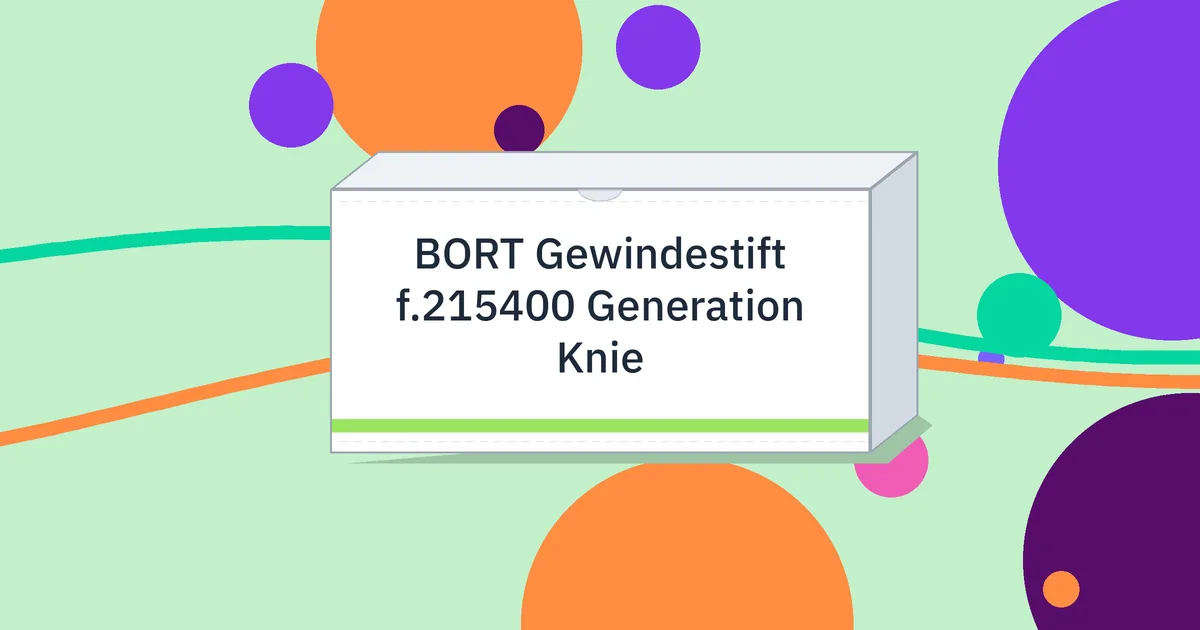 Symbolbild: Packung mit der Aufschrift BORT Gewindestift f.215400 Generation Knie (PZN 12601816) – Verfügbarkeit und Bezug in Apotheken in Frankfurt am Main