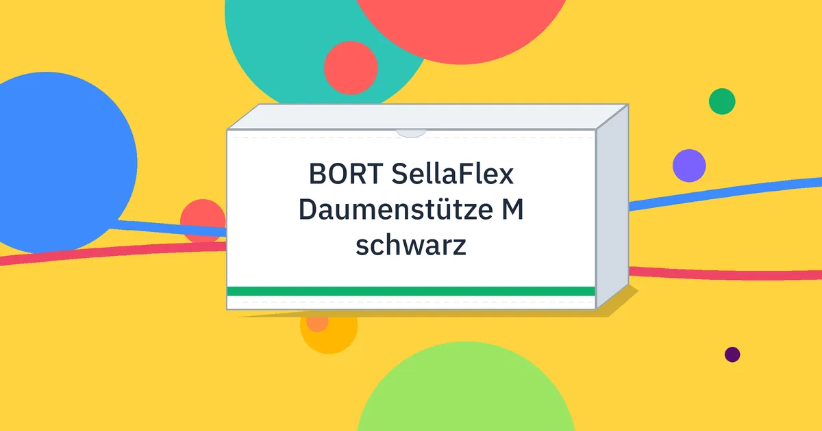 Symbolbild: Packung mit der Aufschrift BORT SellaFlex Daumenstütze M schwarz (PZN 10207133) – Verfügbarkeit und Bezug in Apotheken in Frankfurt am Main