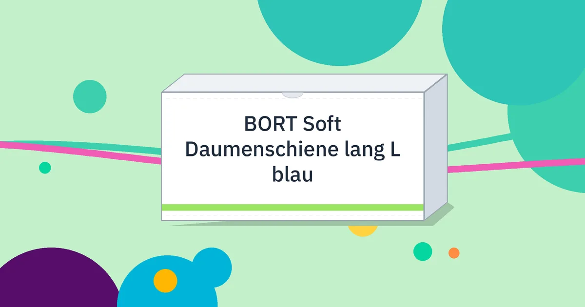 Symbolbild: Packung mit der Aufschrift BORT Soft Daumenschiene lang L blau (PZN 01607448) – Verfügbarkeit und Bezug in Apotheken in Frankfurt am Main