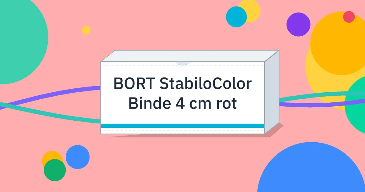 Symbolbild: Packung mit der Aufschrift BORT StabiloColor Binde 4 cm rot (PZN 08830994) – Verfügbarkeit und Bezug in Apotheken in Frankfurt am Main