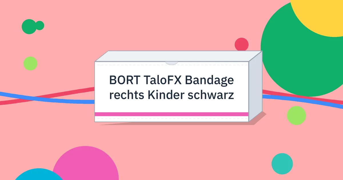 Symbolbild: Packung mit der Aufschrift BORT TaloFX Bandage rechts Kinder schwarz (PZN 06084481) – Verfügbarkeit und Bezug in Apotheken in Frankfurt am Main