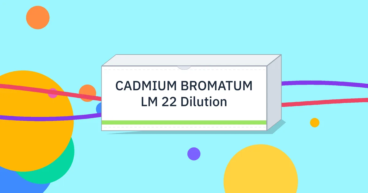 Symbolbild: Packung mit der Aufschrift CADMIUM BROMATUM LM 22 Dilution (PZN 12797966) – Verfügbarkeit und Bezug in Apotheken in Frankfurt am Main