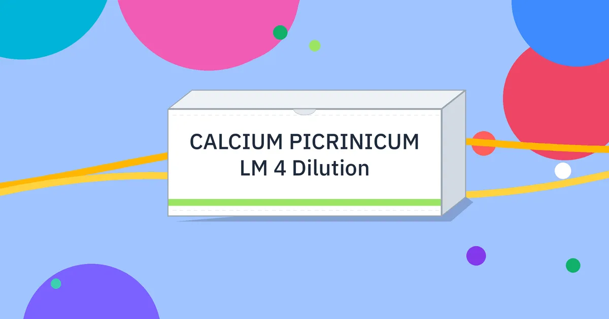 Symbolbild: Packung mit der Aufschrift CALCIUM PICRINICUM LM 4 Dilution (PZN 13410596) – Verfügbarkeit und Bezug in Apotheken in Frankfurt am Main
