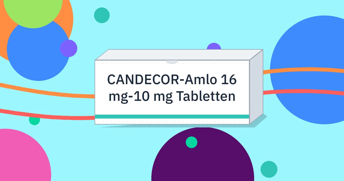 Symbolbild: Packung mit der Aufschrift CANDECOR-Amlo 16 mg-10 mg Tabletten (PZN 19305860) – Verfügbarkeit und Bezug in Apotheken in Frankfurt am Main