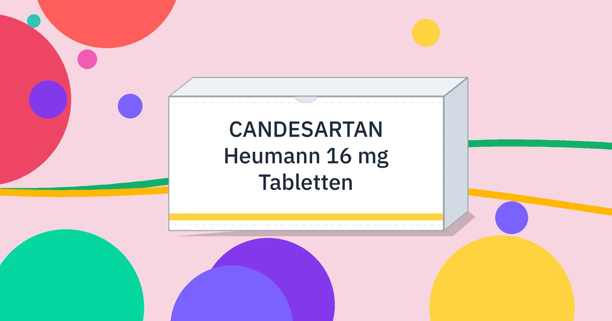 Symbolbild: Packung mit der Aufschrift CANDESARTAN Heumann 16 mg Tabletten (PZN 15864640) – Verfügbarkeit und Bezug in Apotheken in Frankfurt am Main