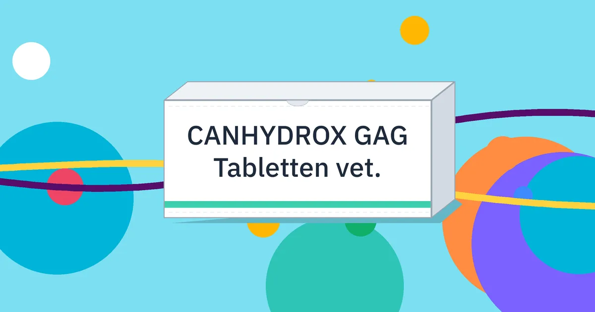 Symbolbild: Packung mit der Aufschrift CANHYDROX GAG Tabletten vet. (PZN 06894582) – Verfügbarkeit und Bezug in Apotheken in Frankfurt am Main