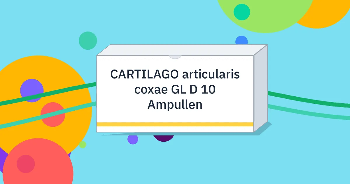 Symbolbild: Packung mit der Aufschrift CARTILAGO articularis coxae GL D 10 Ampullen (PZN 03359440) – Verfügbarkeit und Bezug in Apotheken in Frankfurt am Main