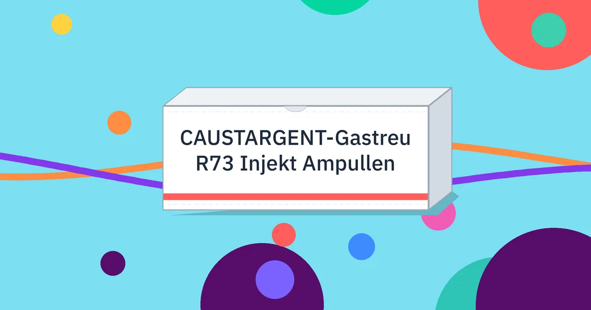Symbolbild: Packung mit der Aufschrift CAUSTARGENT-Gastreu R73 Injekt Ampullen (PZN 04360882) – Verfügbarkeit und Bezug in Apotheken in Frankfurt am Main