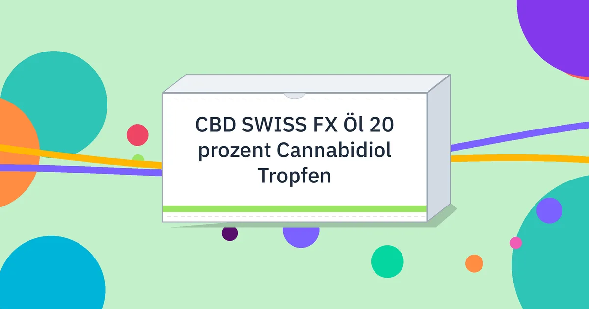 Symbolbild: Packung mit der Aufschrift CBD SWISS FX Öl 20 prozent Cannabidiol Tropfen (PZN 17211379) – Verfügbarkeit und Bezug in Apotheken in Frankfurt am Main