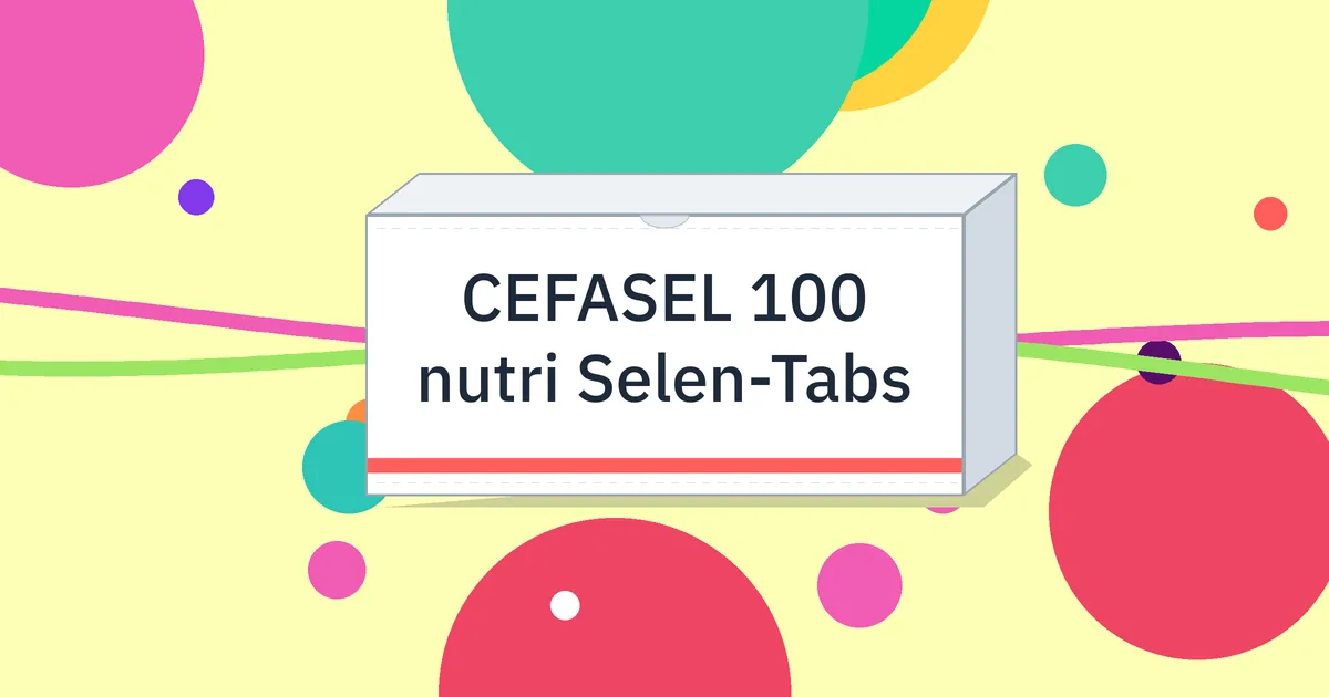 Symbolbild: Packung mit der Aufschrift CEFASEL 100 nutri Selen-Tabs (PZN 04522592) – Verfügbarkeit und Bezug in Apotheken in Frankfurt am Main