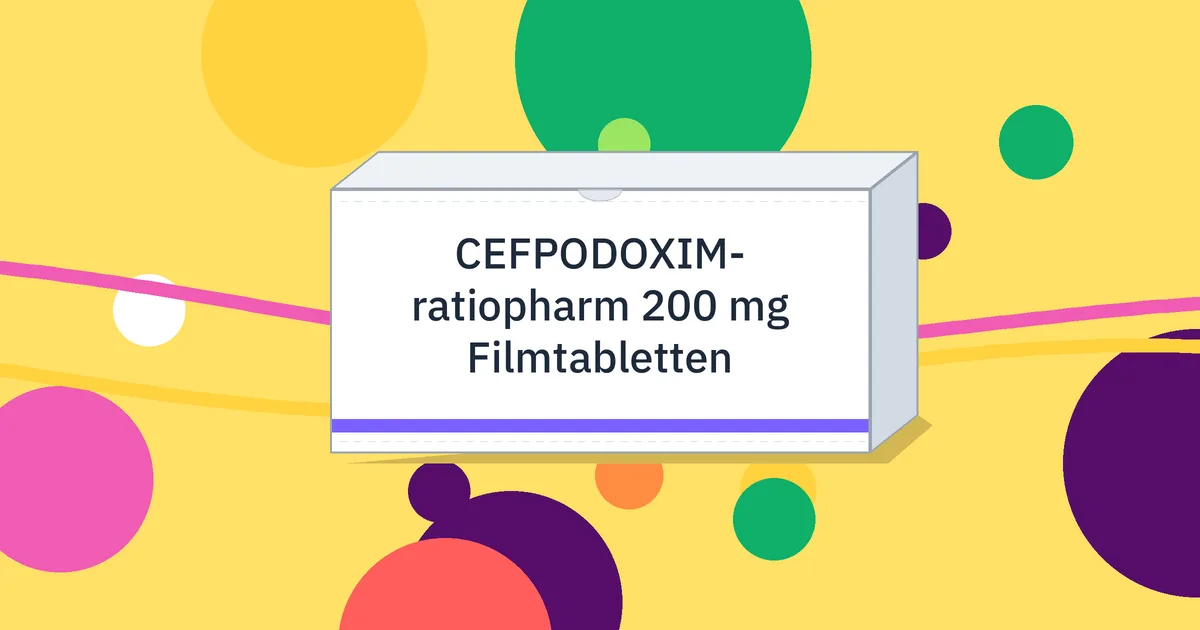 Symbolbild: Packung mit der Aufschrift CEFPODOXIM-ratiopharm 200 mg Filmtabletten (PZN 04478477) – Verfügbarkeit und Bezug in Apotheken in Frankfurt am Main
