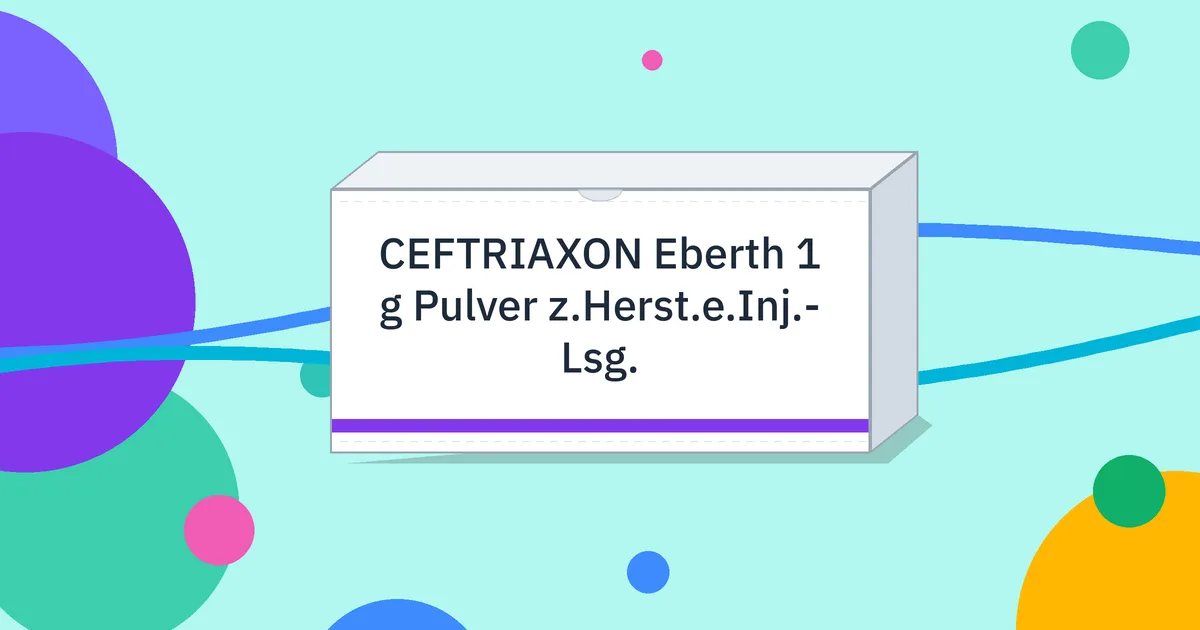Symbolbild: Packung mit der Aufschrift CEFTRIAXON Eberth 1 g Pulver z.Herst.e.Inj.-Lsg. (PZN 10219805) – Verfügbarkeit und Bezug in Apotheken in Frankfurt am Main