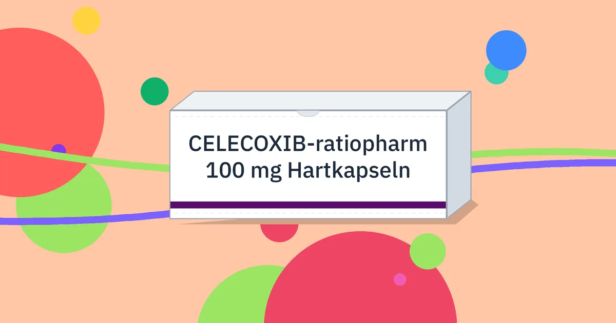 Symbolbild: Packung mit der Aufschrift CELECOXIB-ratiopharm 100 mg Hartkapseln (PZN 19172850) – Verfügbarkeit und Bezug in Apotheken in Frankfurt am Main
