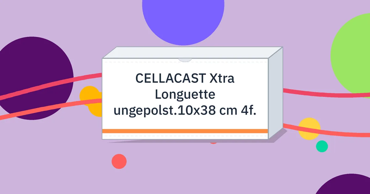 Symbolbild: Packung mit der Aufschrift CELLACAST Xtra Longuette ungepolst.10x38 cm 4f. (PZN 14261833) – Verfügbarkeit und Bezug in Apotheken in Frankfurt am Main