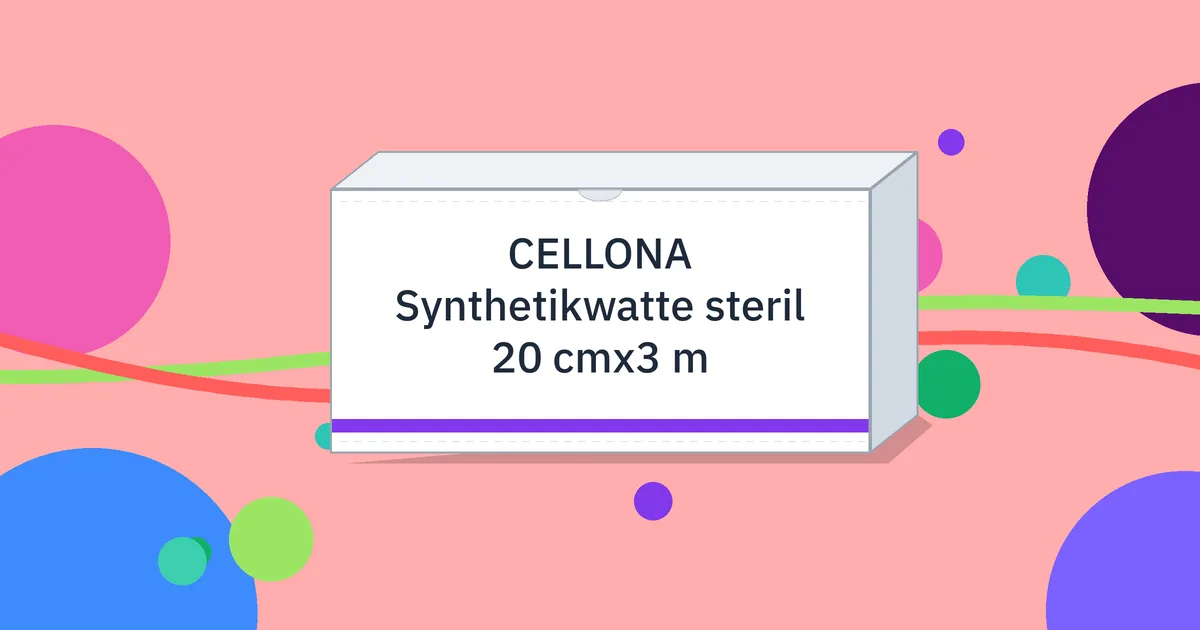 Symbolbild: Packung mit der Aufschrift CELLONA Synthetikwatte steril 20 cmx3 m (PZN 07764344) – Verfügbarkeit und Bezug in Apotheken in Frankfurt am Main
