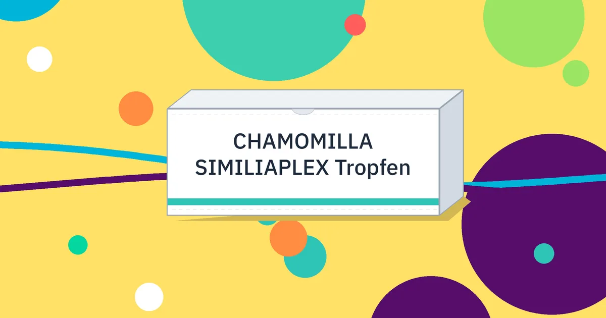 Symbolbild: Packung mit der Aufschrift CHAMOMILLA SIMILIAPLEX Tropfen (PZN 00832781) – Verfügbarkeit und Bezug in Apotheken in Frankfurt am Main