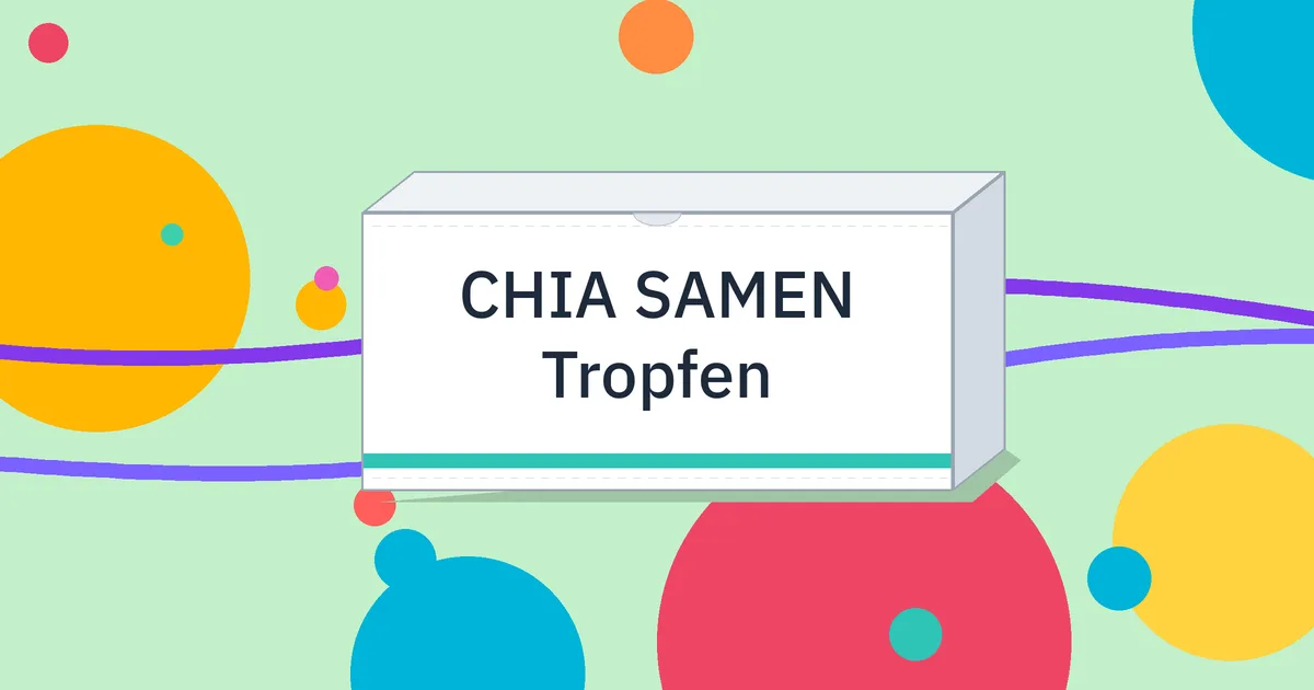 Symbolbild: Packung mit der Aufschrift CHIA SAMEN Tropfen (PZN 16129718) – Verfügbarkeit und Bezug in Apotheken in Frankfurt am Main