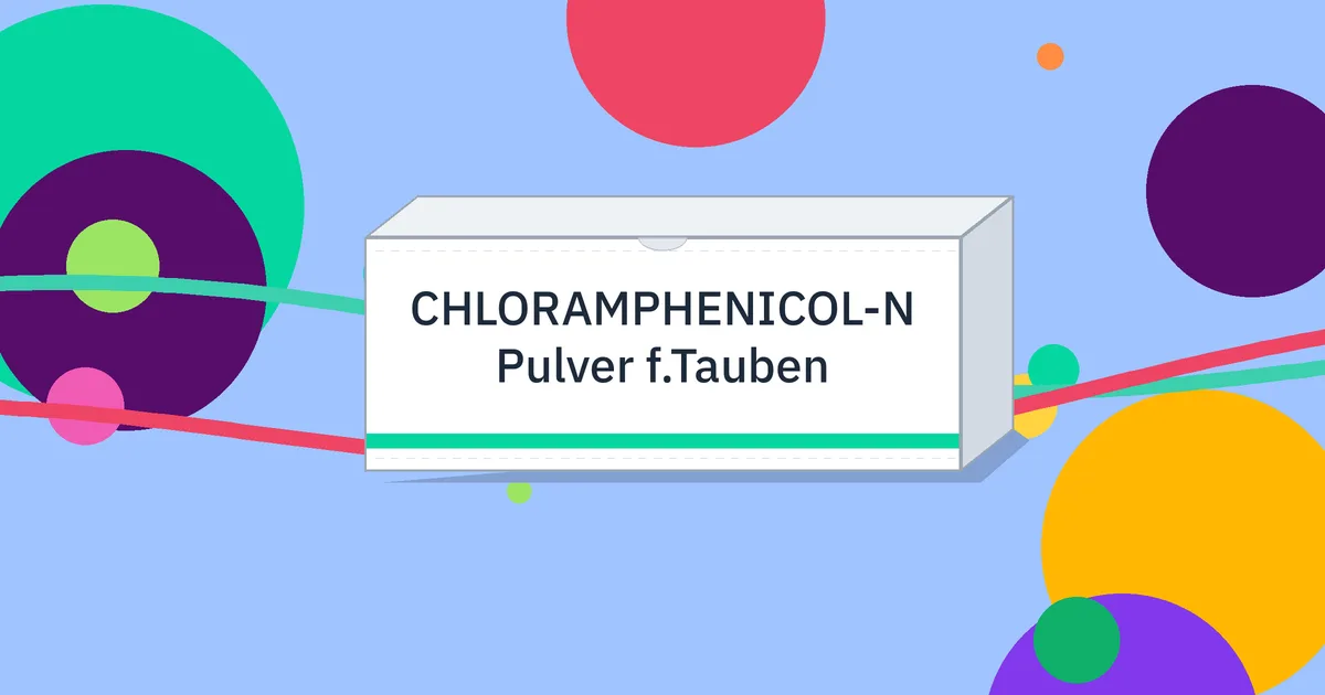 Symbolbild: Packung mit der Aufschrift CHLORAMPHENICOL-N Pulver f.Tauben (PZN 03423422) – Verfügbarkeit und Bezug in Apotheken in Frankfurt am Main