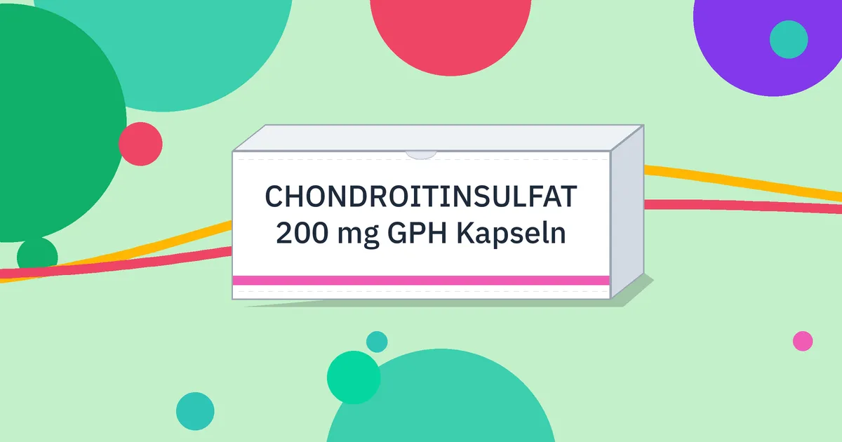 Symbolbild: Packung mit der Aufschrift CHONDROITINSULFAT 200 mg GPH Kapseln (PZN 00397575) – Verfügbarkeit und Bezug in Apotheken in Frankfurt am Main